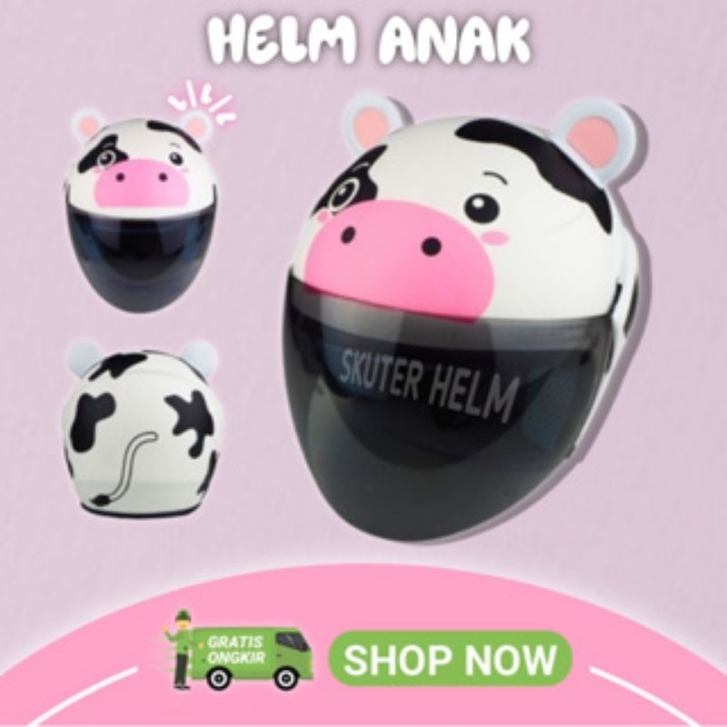 Jual Helm anak Telinga Sapi Kelinci Beruang Panda Harimau lucu SNI ...