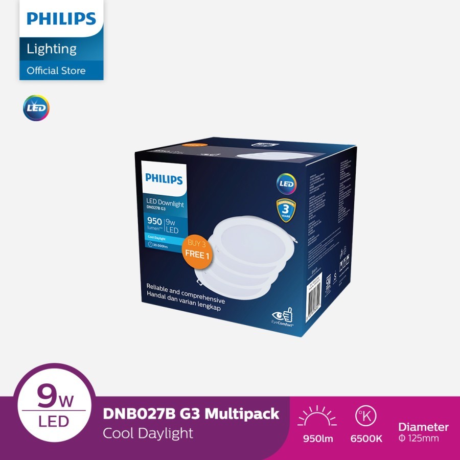Jual Philips Lampu Downlight Multipack DN027B G3 D125 9W 65K Putih | Shopee Indonesia