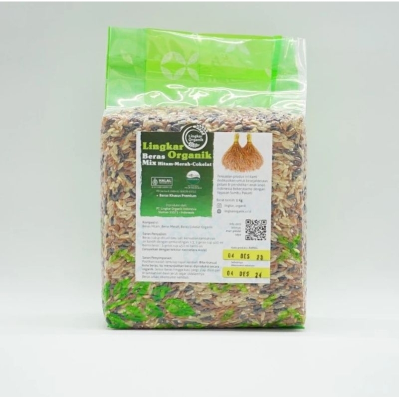 Jual Beras Mix Organik 1 Kg Hitam Coklat Merah Lingkar Organik | Shopee ...