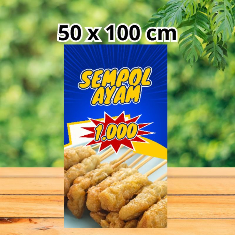 Jual spanduk/banner sempol ayam 50x100cm biru | Shopee Indonesia