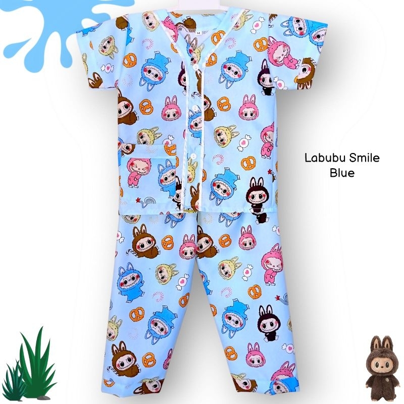 Jual PIYAMA ANAK 1-12 TAHUN MOTIF LABUBU SMILE BLUE | Shopee Indonesia