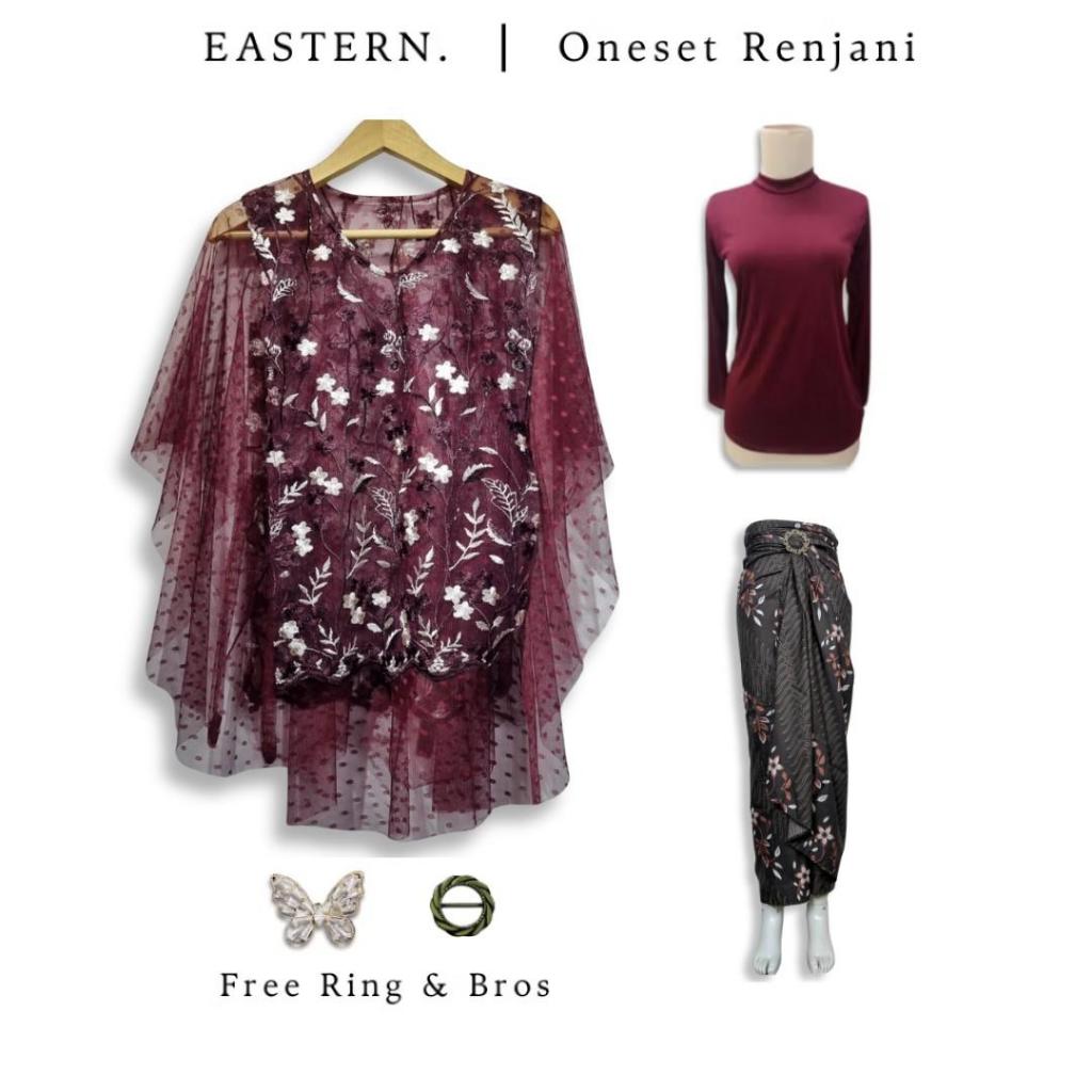 Jual [Paket5in1] Renjani Vest Oneset Brukat Tile Garden kondangan ...