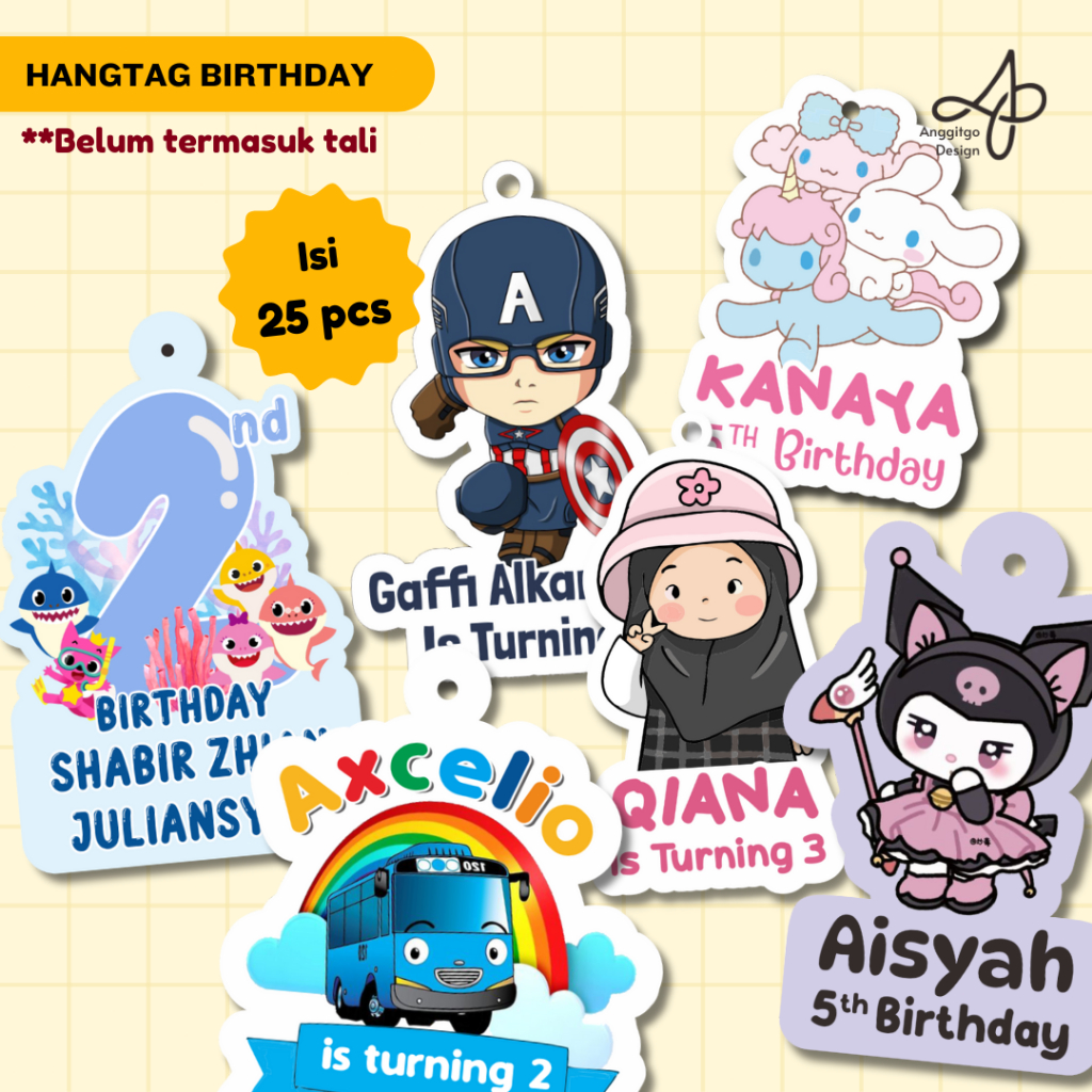 Jual Hangtag Birthday Custom Bentuk Hang Tag Ulang Tahun Anak Custom ...
