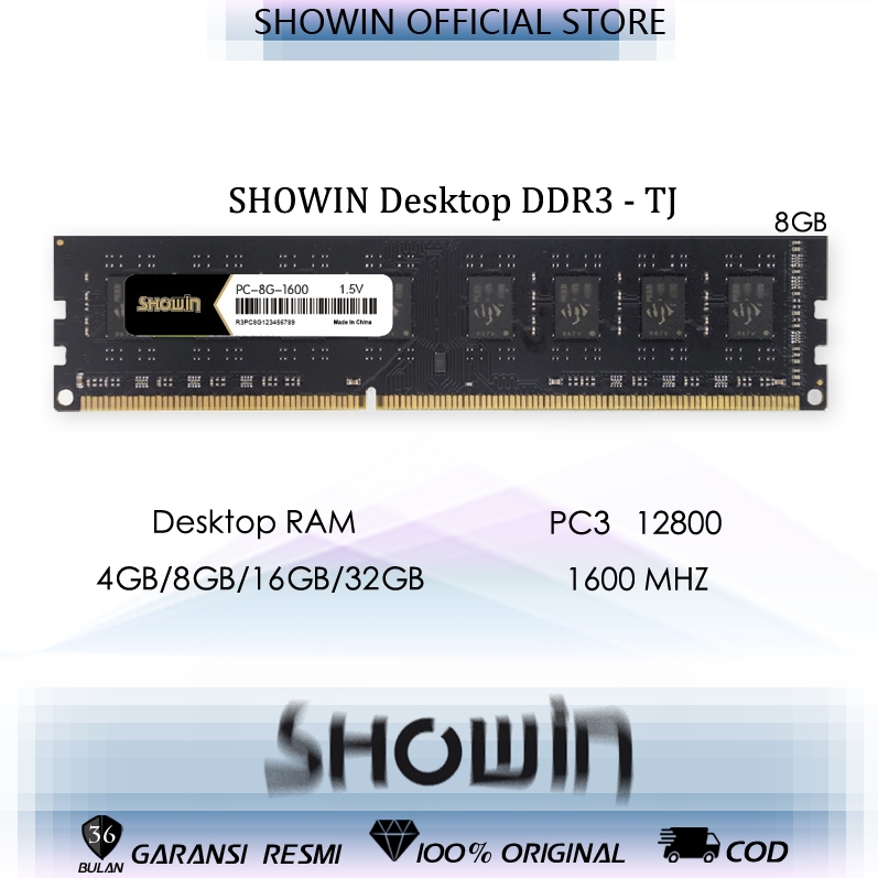 Jual Showin Desktop RAM DDR3 4GB 8GB 1600MHZ Garansi 3 Tahun Official ...