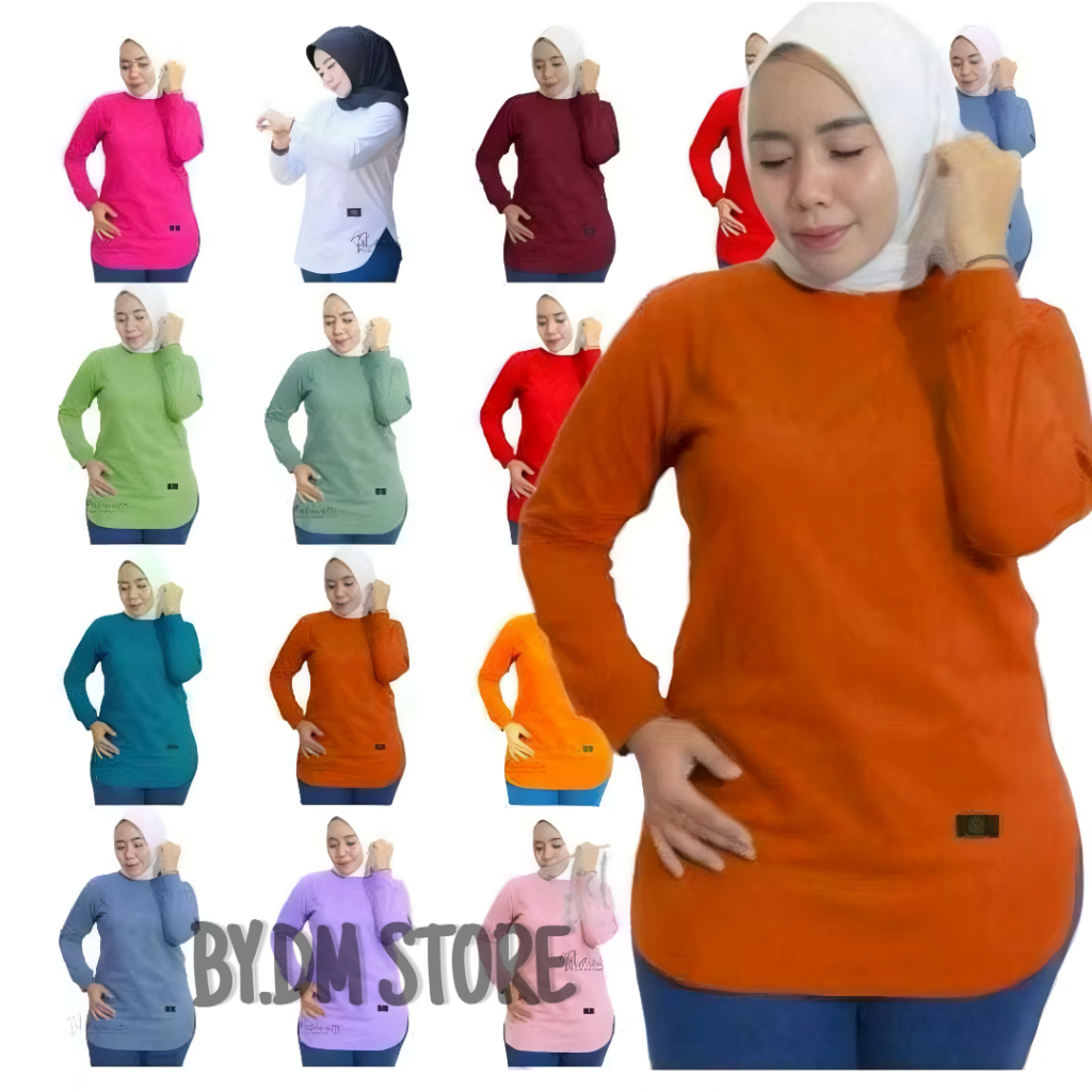 Jual KAOS WANITA LENGAN PANJANG OVAL M L XL XXL ATASAN KAOS POLOS WANITA MURAH BISA UNTUK ...
