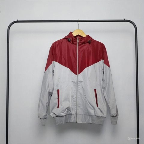 Jual Jaket Parasut Kombinasi Maroon Abu | Shopee Indonesia