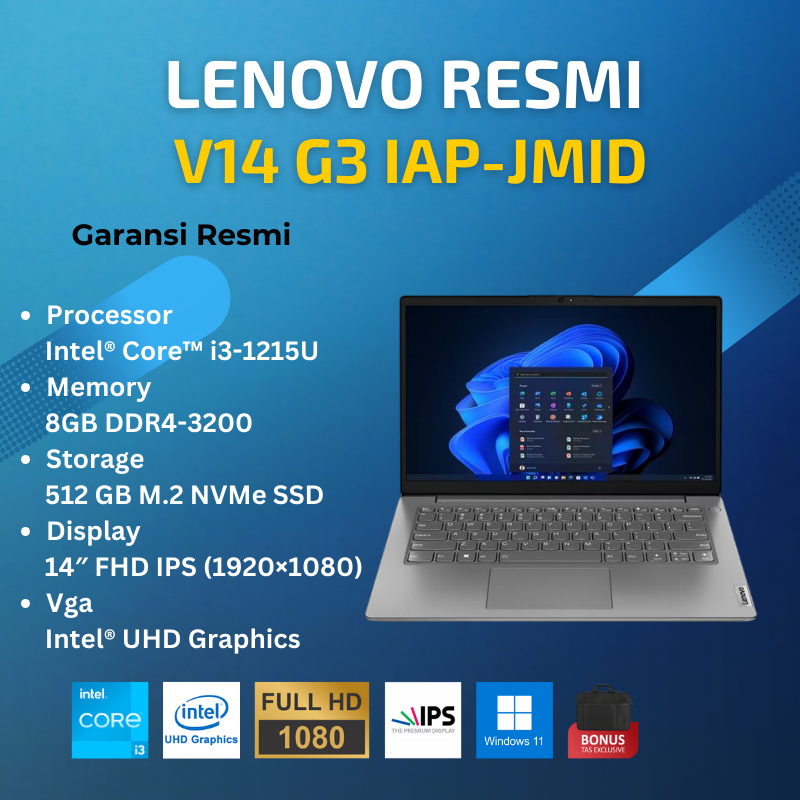 Jual Lenovo V14 G3 IAP – JMID | Warna Iron Grey | Intel Core i3-1215U | RAM 8GB DDR 4 | SSD ...