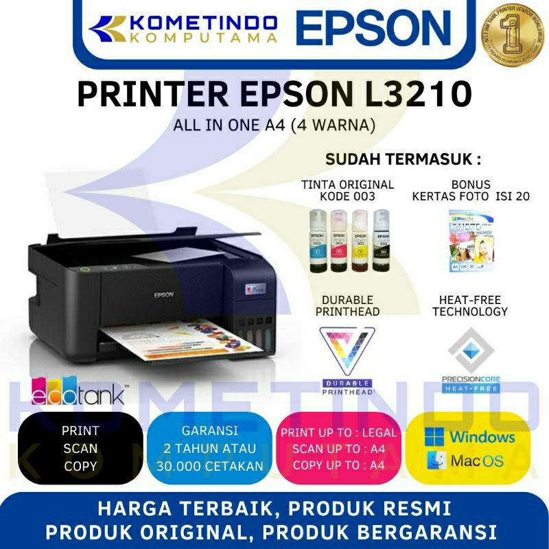 Jual L3210 (Print, Scan, Copy) - Epson EcoTank L3210 A4 All-in-One Ink Tank Printer - Garansi 2 ...