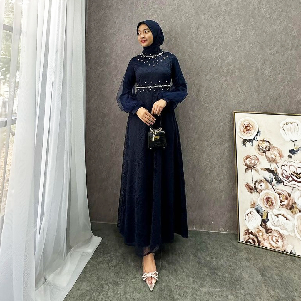 Jual Batik Couple Termurah-Dress Wanita Fidya Gamis Brokat Premium Mix Satin Premium Gamis ...