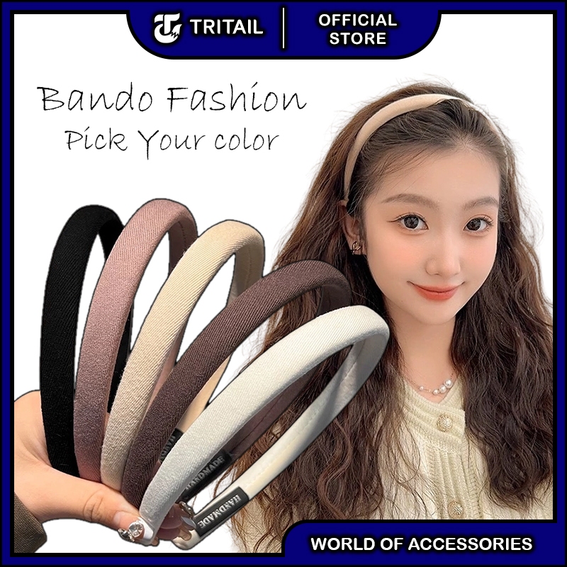Jual Tritail - Bando Kain Polos Model Korea / Headband Cloud Polos ...