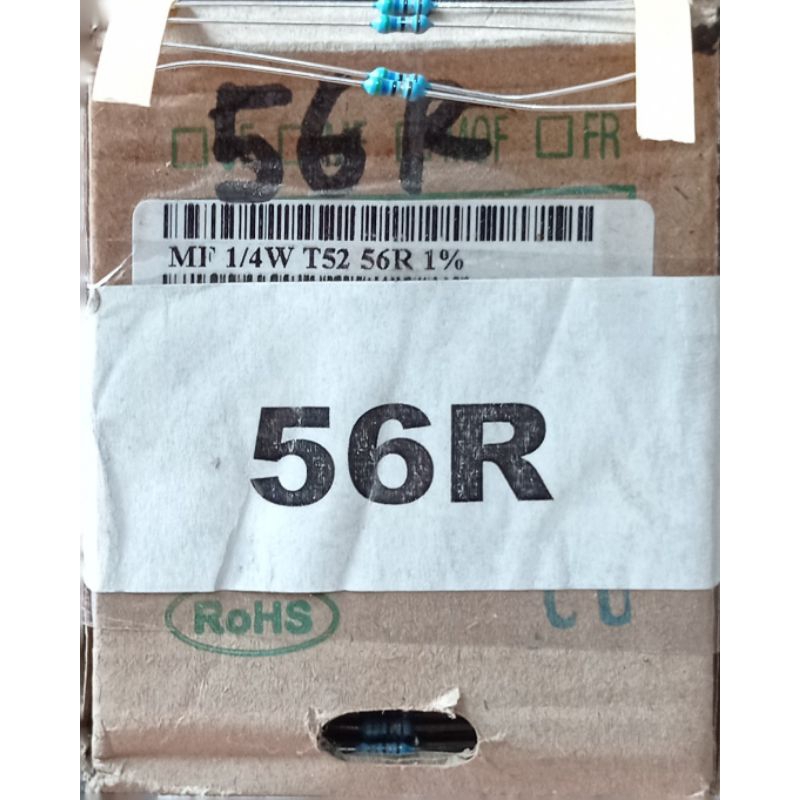 Jual Resistor Metal 56R 1/4Watt MF 1/4W T52-56R-1% Resistor Taiwan ...