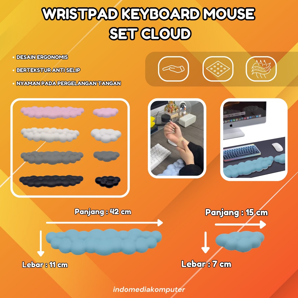 Jual Wristpad Keyboard Mouse Set Cloud Keyboard Wrist rest pad Cloud ...