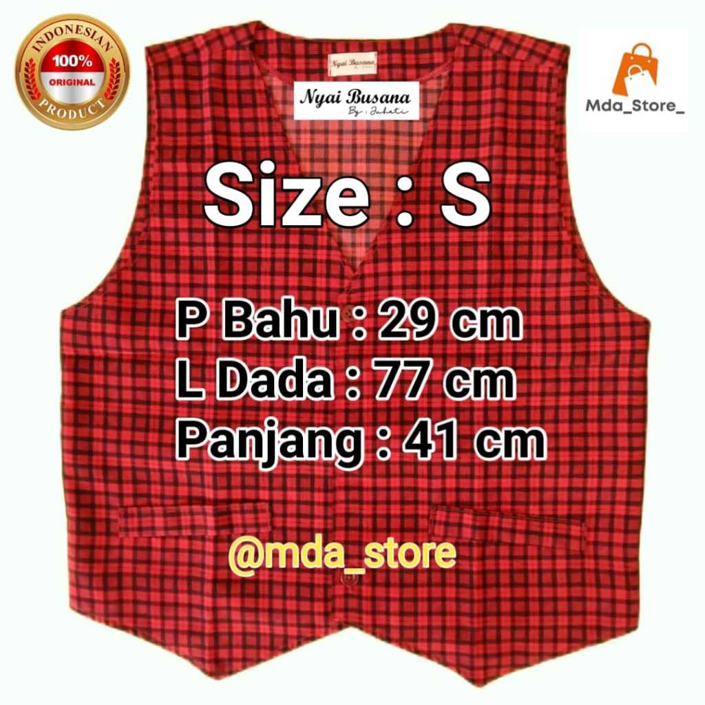 Jual Rompi Seragam anak sekolah SD/MI/PAUD ukuran S warna merah kotak ...