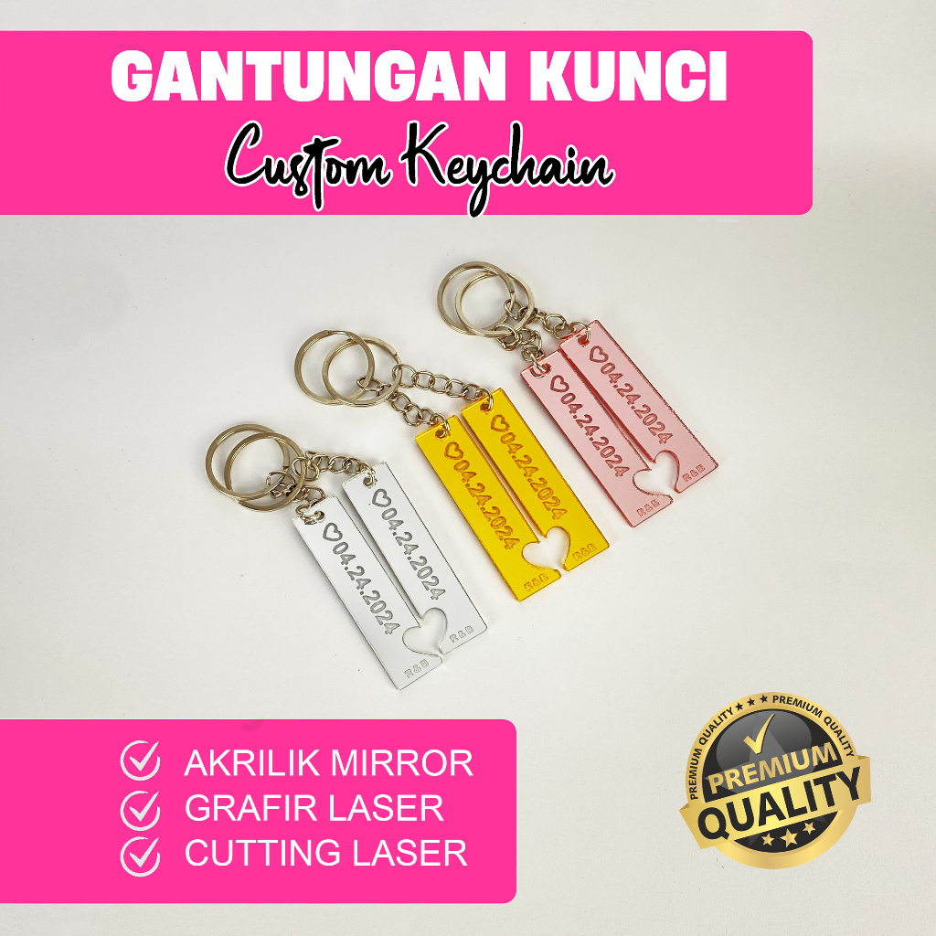 Jual GANTUNGAN KUNCI CUSTOM COUPLE AKRILIK MIRROR TEKS GRAFIR / GANCI ...