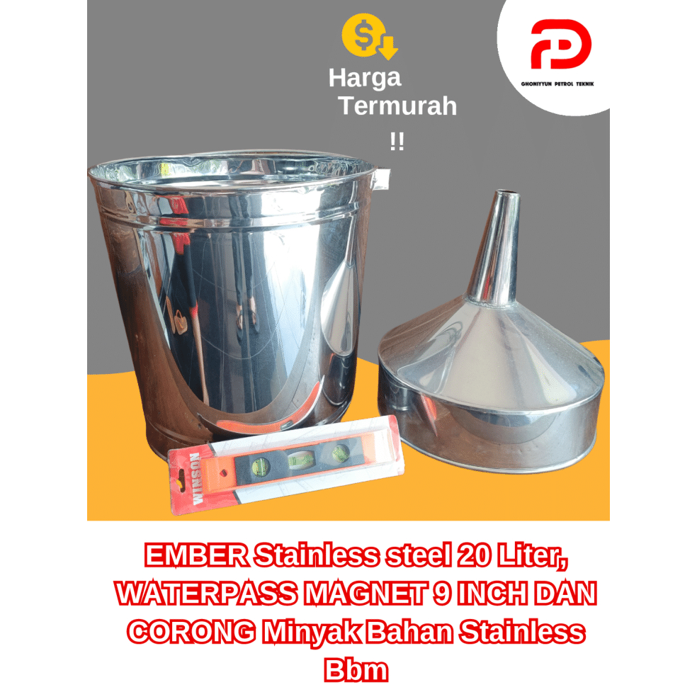Jual EMBER Stainless steel 20 Liter, CORONG Minyak Bahan Stainless Bbm ...
