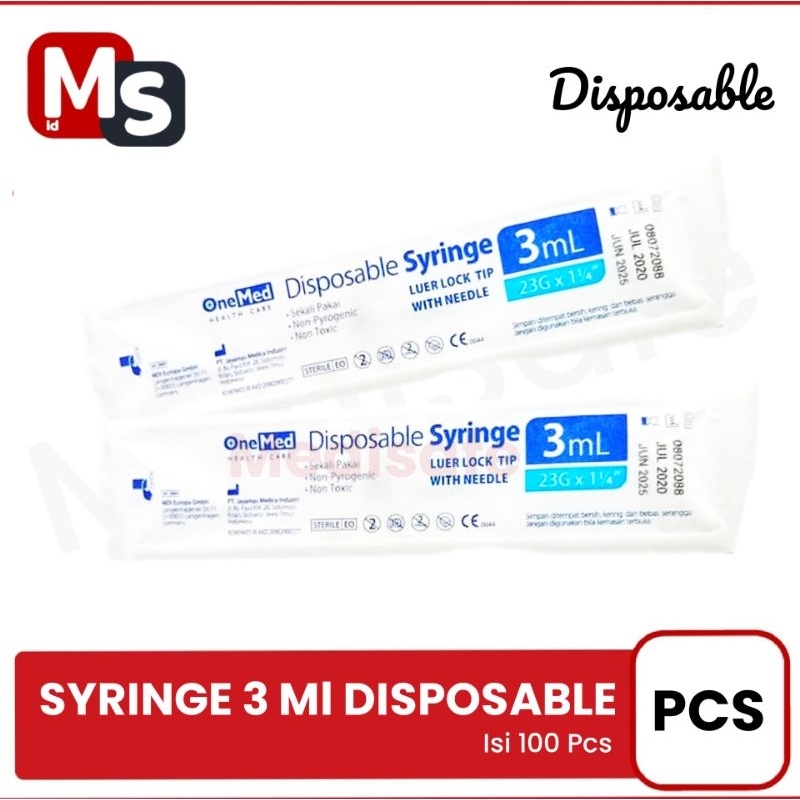 Jual MS SYRINGE 3 CC DISPOSABLE SPUIT 3 Ml / SATUAN | Shopee Indonesia