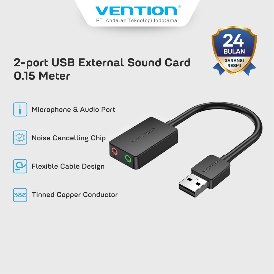 Jual Vention USB Sound Card External to AUX 3.5MM Double Hole Type ...