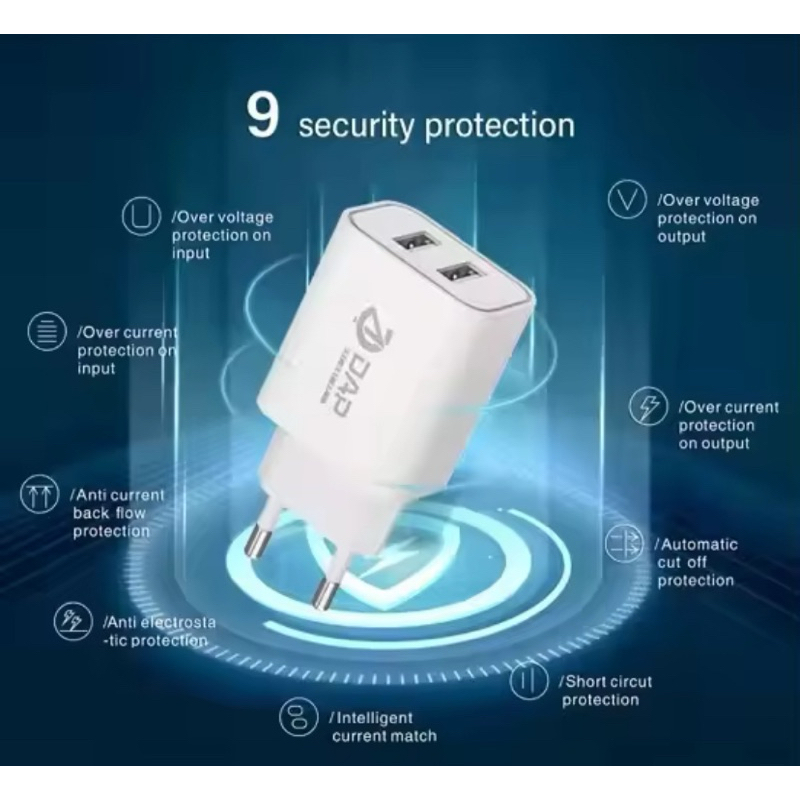 Jual DAP D-A4N Charger Power Delivery 18 watt 2.4 A 2 Port Usb Charger ...