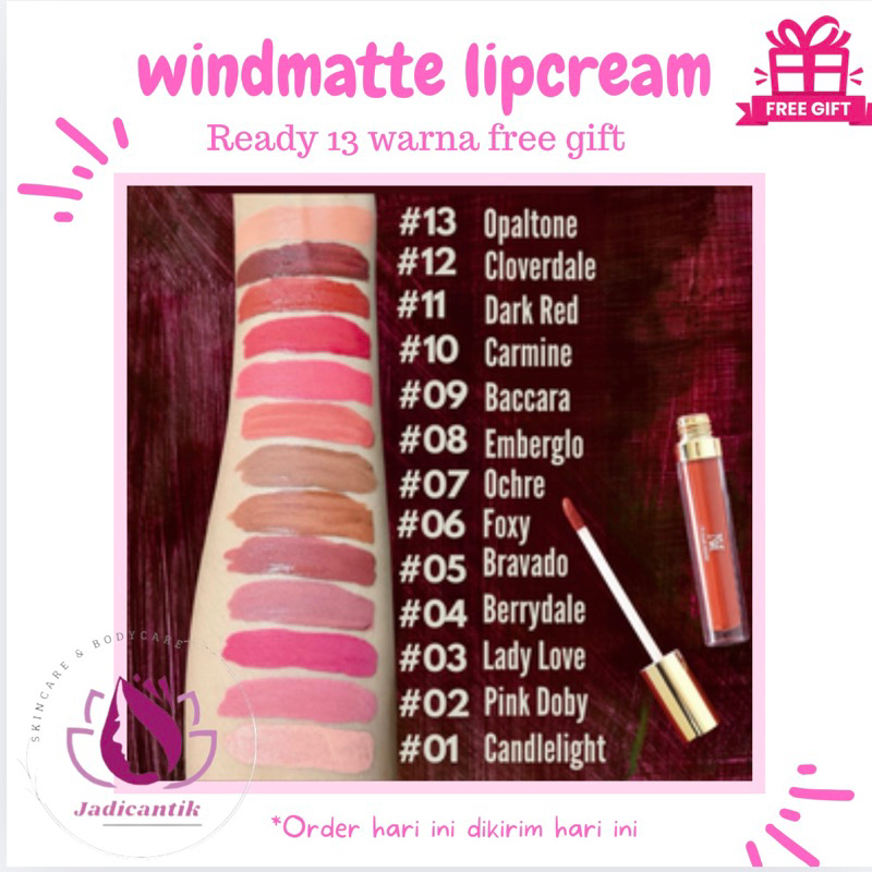 Jual BELI 1 gratis hadiah ‼️ Ready stok 13 warna WindMatte Lip Cream ...
