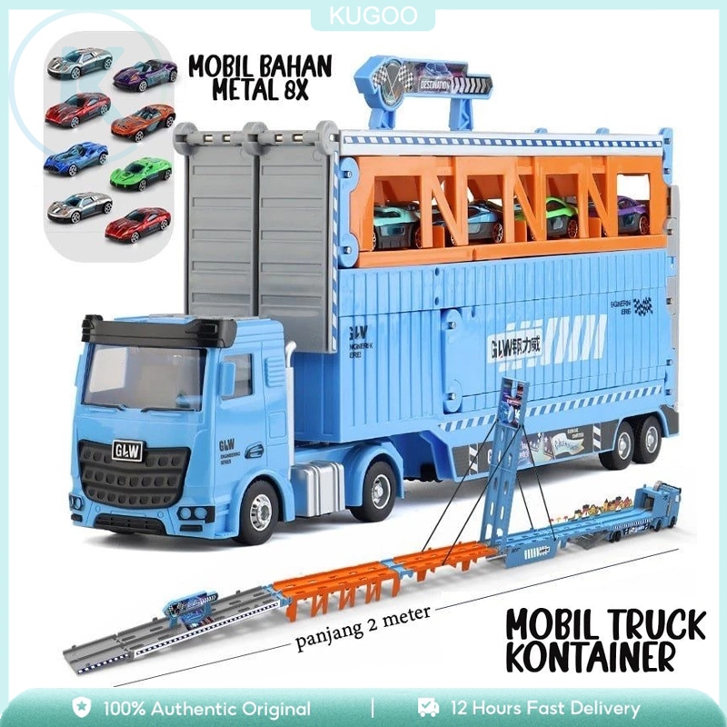 Jual KUGOO Mainan Mobil Container Car Track 2m Trek Balap Dapat Dilipat ...