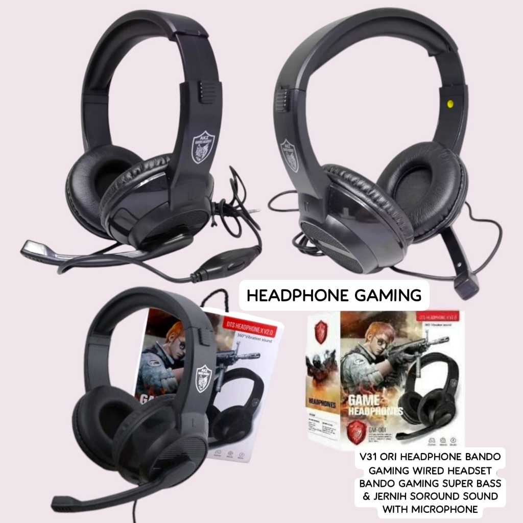 Jual V31 HEADPHONE BANDO GAMING WIRED HEADSET GAMING SORROUND SOUND ...