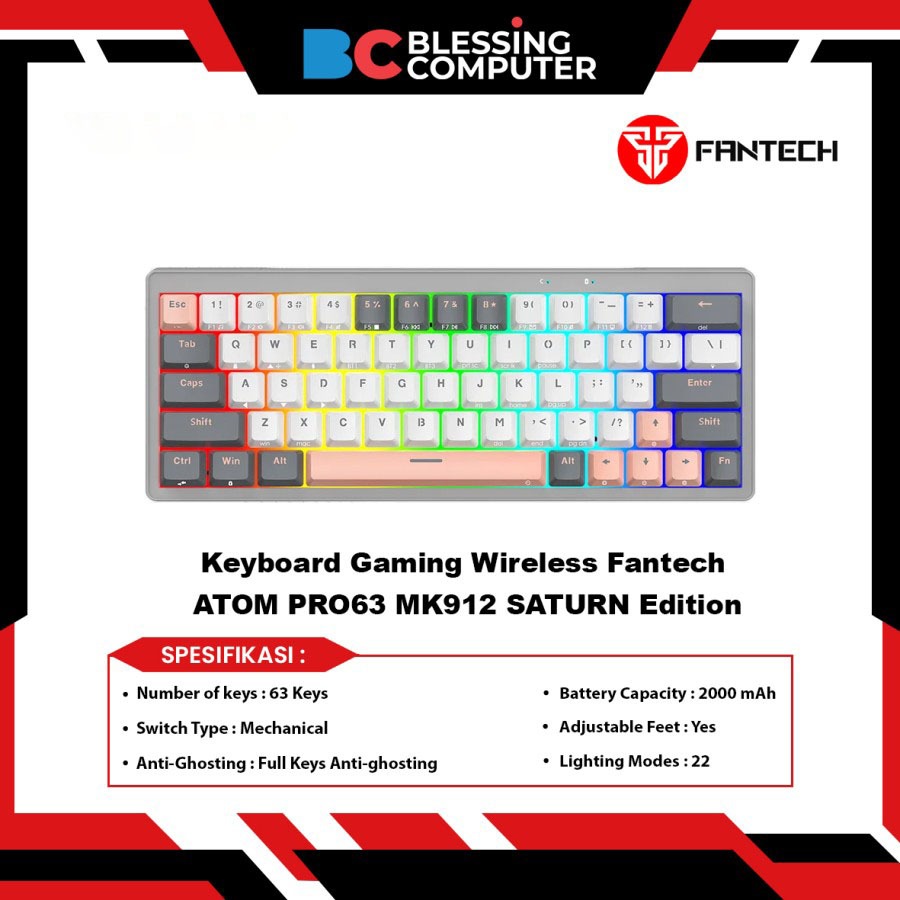 Jual Keyboard Gaming Wireless Fantech ATOM PRO63 MK912 SATURN Edition ...