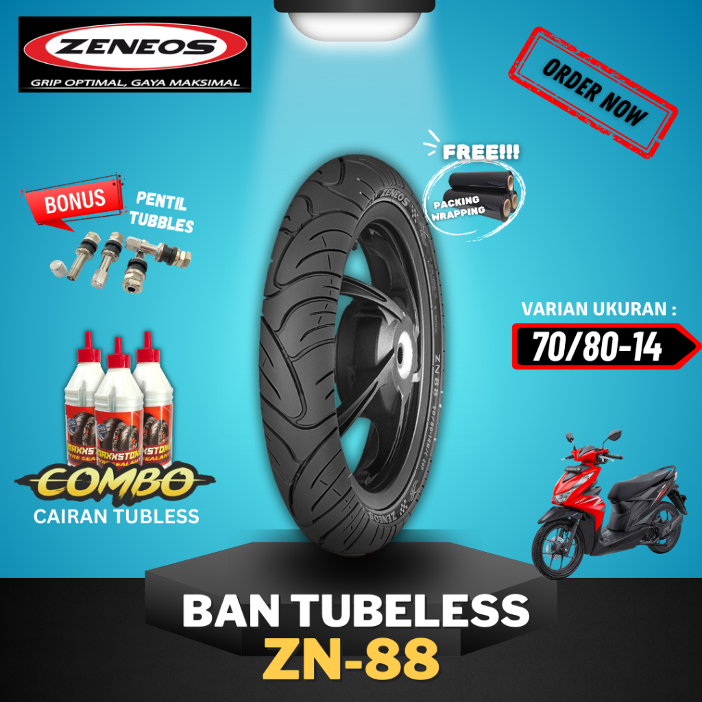 Jual [READY COD] BAN ZENEOS ZN88 RING 14 70/80-14 / BAN TUBELESS ZENEOS ...