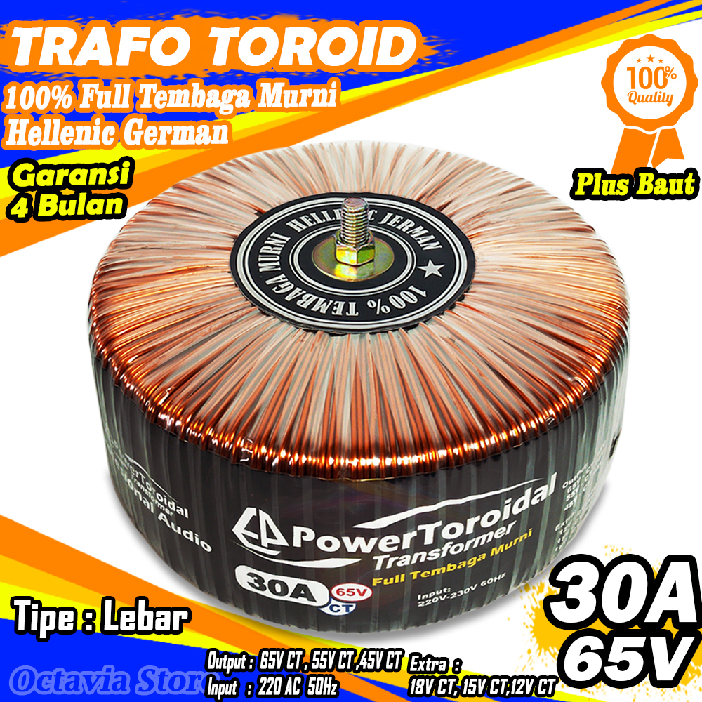 Jual Trafo Toroid 30A Ct 65V 55V 45V (MURNI) Dengan Full Tembaga Murni ...