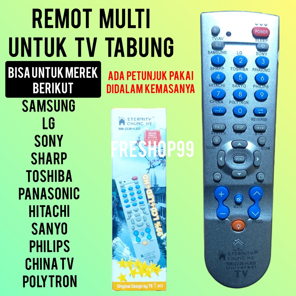 Jual Remote tv tabung universal multi banyak merek cocok untuk yg remot hilang | Shopee Indonesia