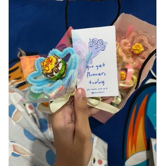 Jual Mini gift idea | Ide hadiah | Birthday | Permen bunga kawat bulu ...