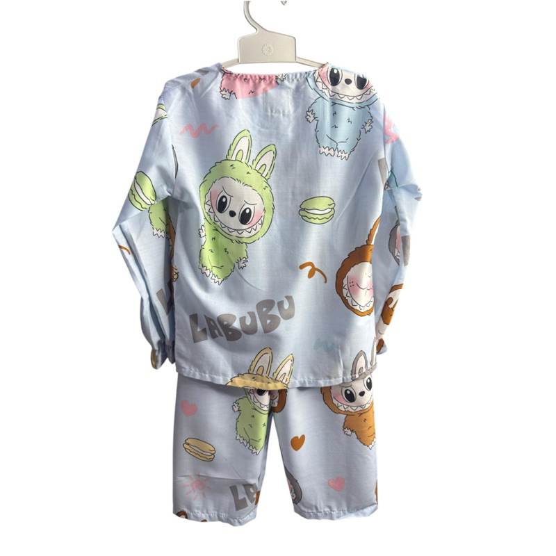 Jual Piyama Anak MD-03 motif labubu biru dengan model 3 (panjang ...