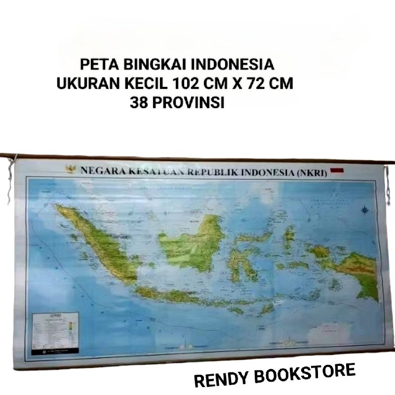 Jual PETA INDONESIA BINGKAI 38 PROVINSI TERBARU UKURAN KECIL 102 X 72 CM | Shopee Indonesia