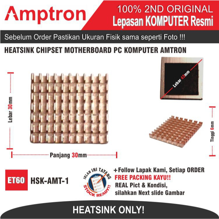 Jual ET60 HSK-AMT-1 HEATSINK CHIPSET MOTHERBOARD PC KOMPUTER AMPTRON | Shopee Indonesia