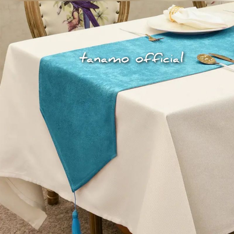 Jual table runner atau taplak meja panjang bahan Suede premium polos ...