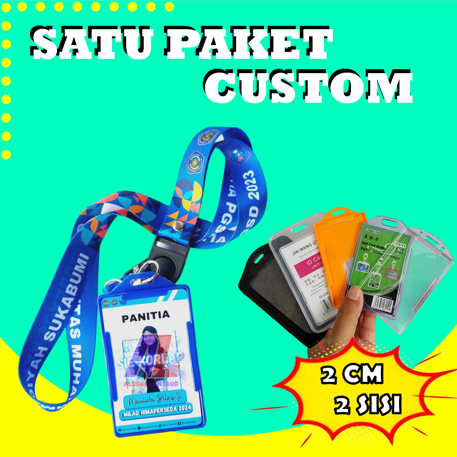 Jual SEPAKET TALI LANYARD IDCARD 2CM 2SISI/CETAK NAME TAG SATU PAKET ...