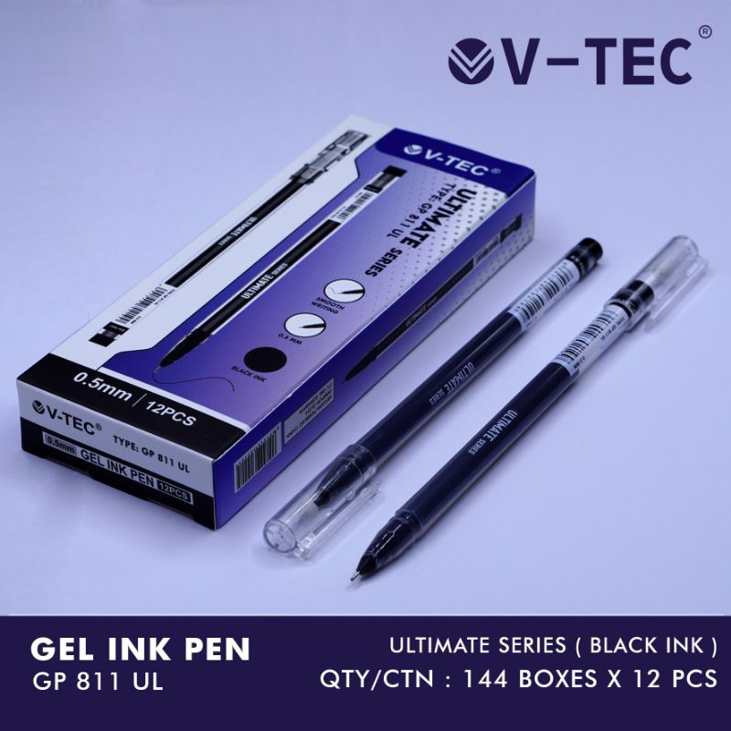 Jual V-TEC Big Capacity Gel Pen GP 811 UL (Black) | Shopee Indonesia