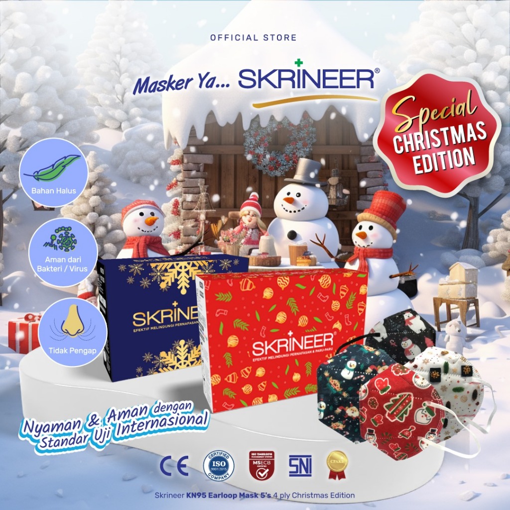 Jual [CHRISTMAS EDITION] Skrineer KN95 Mask 10's 5 ply Earloop White ...