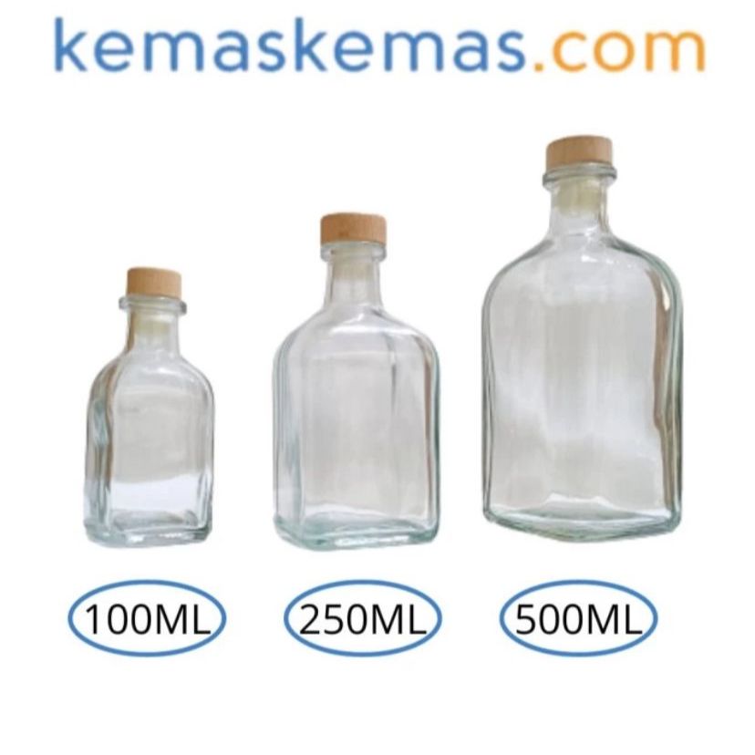 Jual Botol Kaca Liquor Whiski Square Premium + Tutup Sumbat Bambu ...