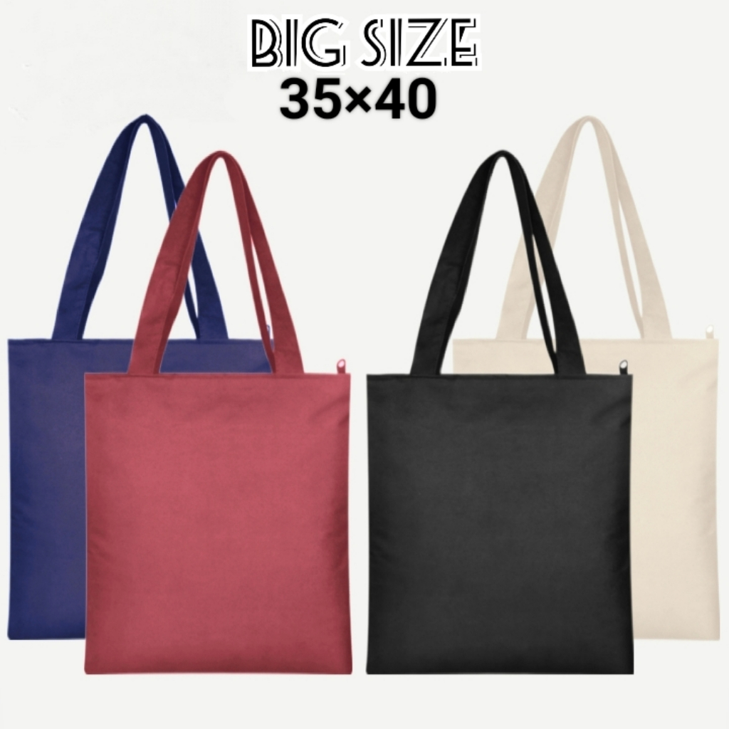 Jual Tote Bag Resleting Polos Besar Bahan Tebal | Tas Totebag Laptop | Shopee Indonesia