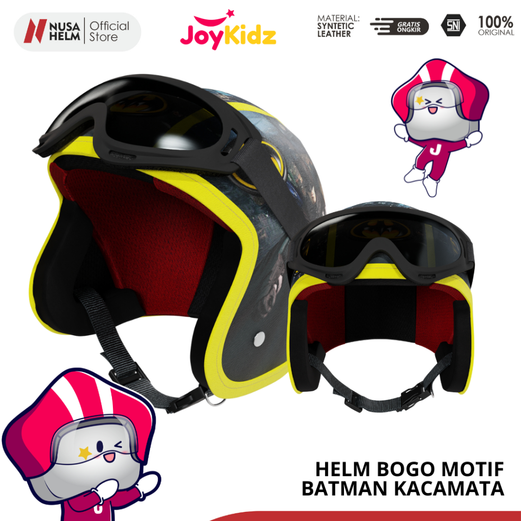 Jual Helm Anak Laki Laki 2 3 4 5 6 7 Tahun Retro Motif Batman Kacamata ...