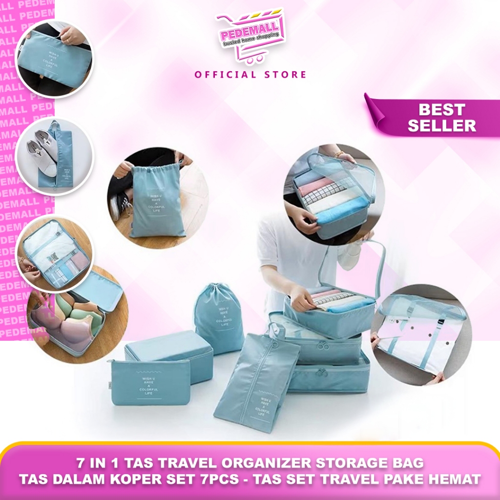 Jual 7 in 1 Tas Travel Organizer Storage Bag - Tas Dalam Koper Set 7PCS ...