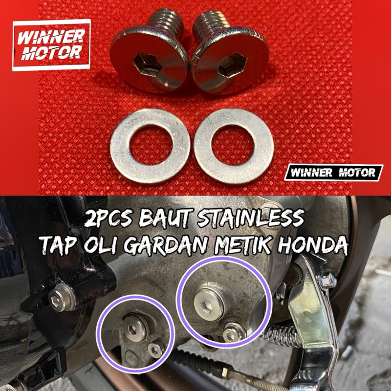 Jual 2pcs baut oli gardan STAINLESS Honda metik honda matic baut ring ...