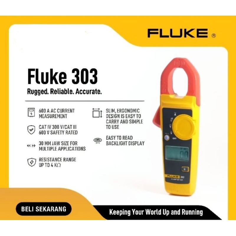 Jual FLUKE 303 600V AC Current Measurement Clamp Meter | Shopee Indonesia