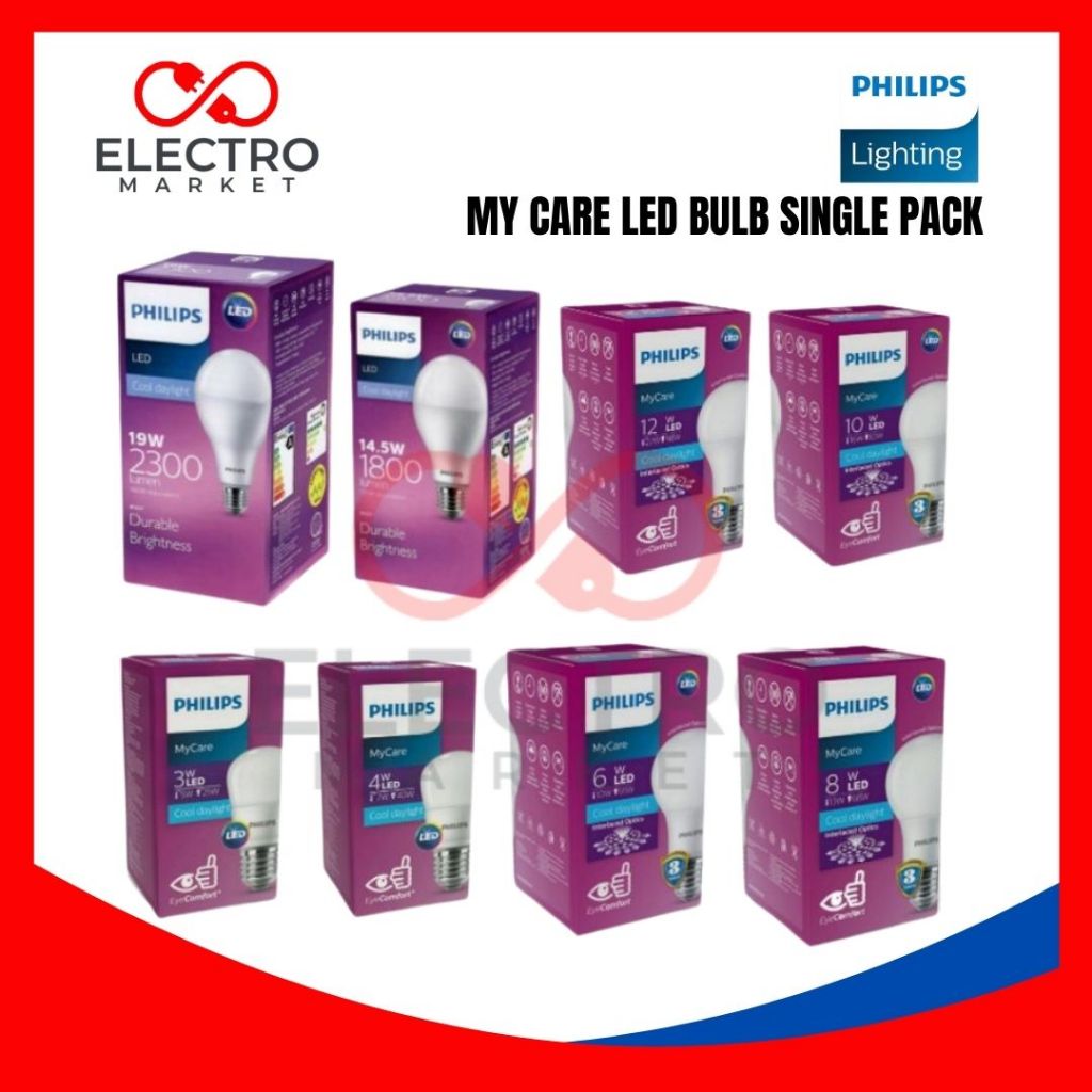 Jual Philips Led Bulb Mycare 3W 4W 6W 8W 10W 12W 14.5W 19W Watt E27 3000K Kuning 6500K Putih ...