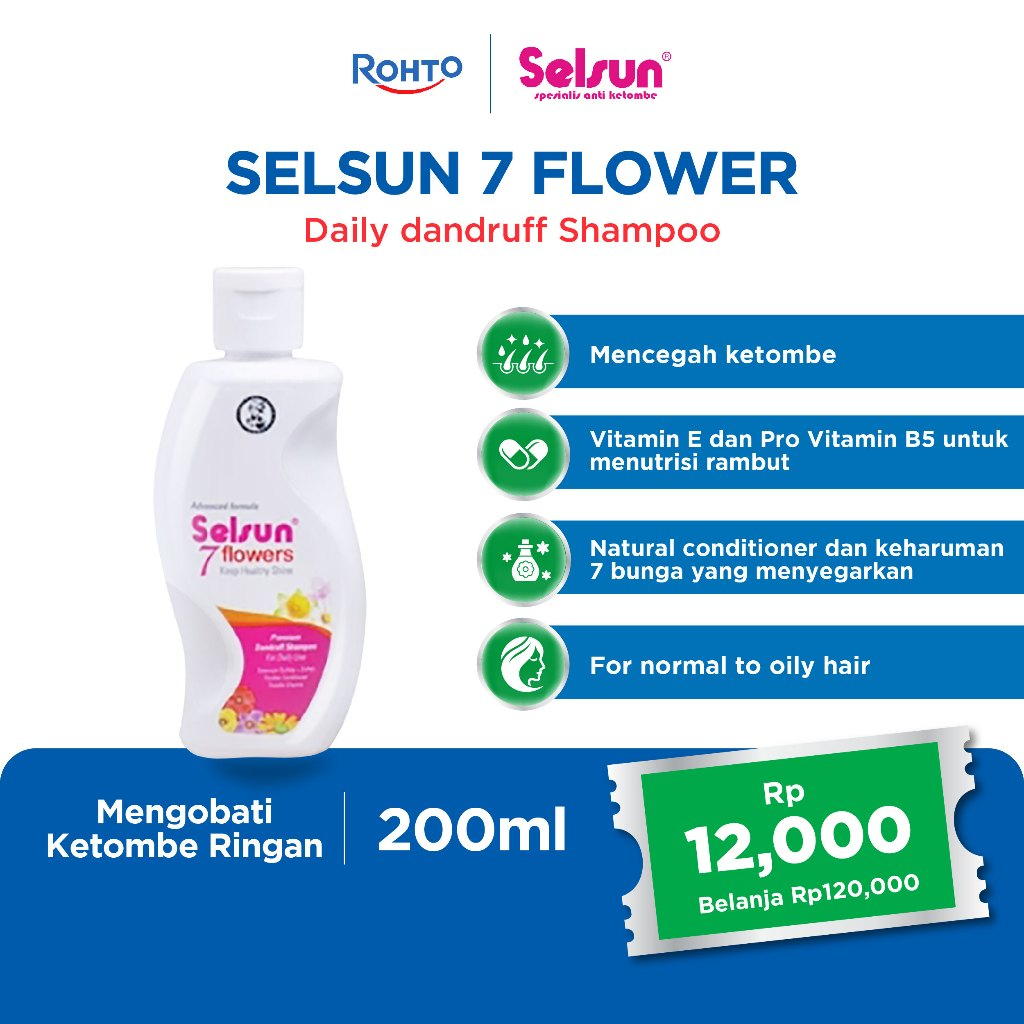 Jual Selsun Shampoo 7 Flowers Premium Dandruff Shampoo - 200 ml (Anti-dandruff, keeps scalp and ...