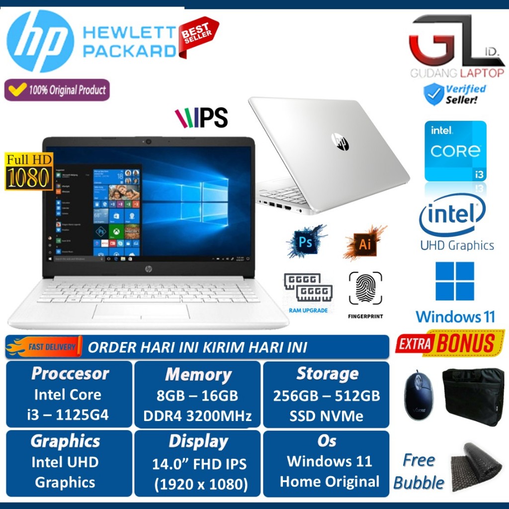 Jual Hp 14s Intel Core i3 1125G4 16GB 512GB SSD 14 Inch Full Hd Ips ...