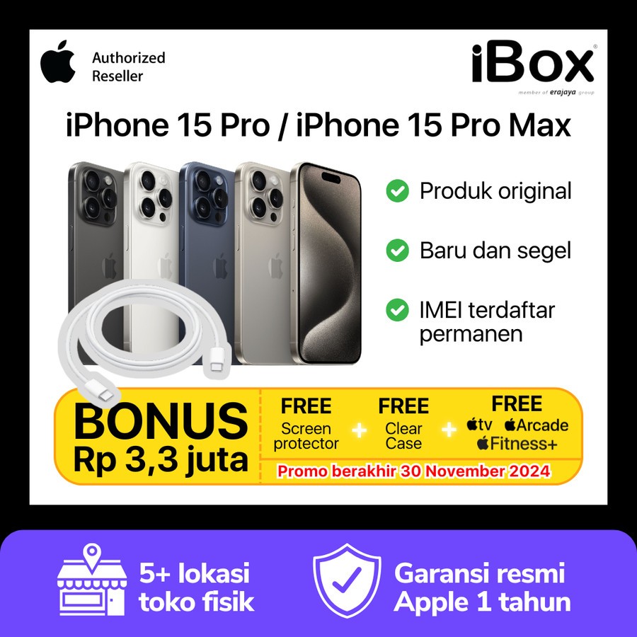 Jual (iBOX) iPhone 15 Pro Max 128GB 256GB 512GB 1TB Garansi Resmi ...