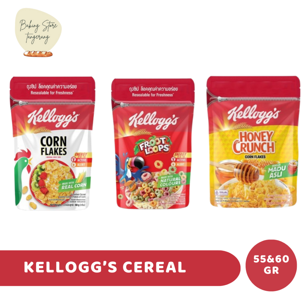 Jual Kellogg's Honey Crunch | Froot Loops | Corn Flakes Sereal Pouch 55 ...