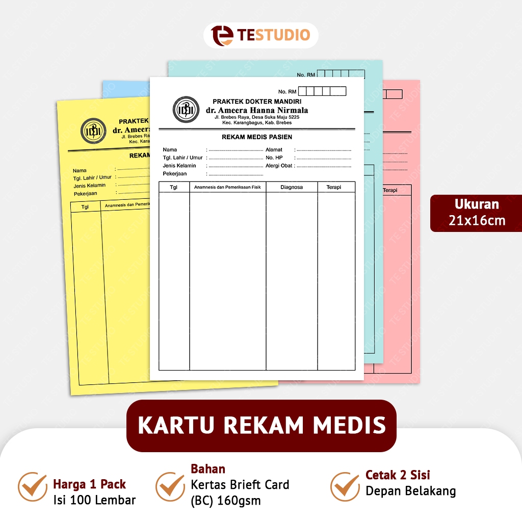 Jual Kartu Rekam Medis / Medical Record Card / Kartu Apotek Klinik ...