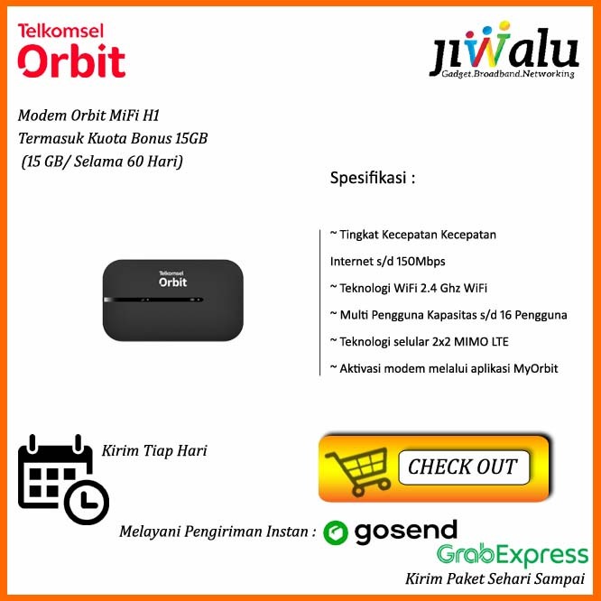 Jual Telkomsel Orbit Mifi H1 Portable Modem Wifi 4G High Speed Bonus ...